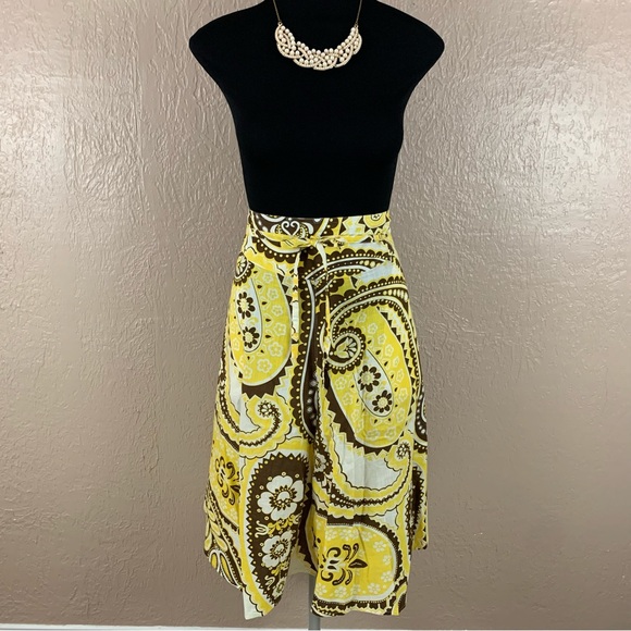 Talbots | Skirts | Talbots Yellow Paisley Aline Linen Skirt | Poshmark